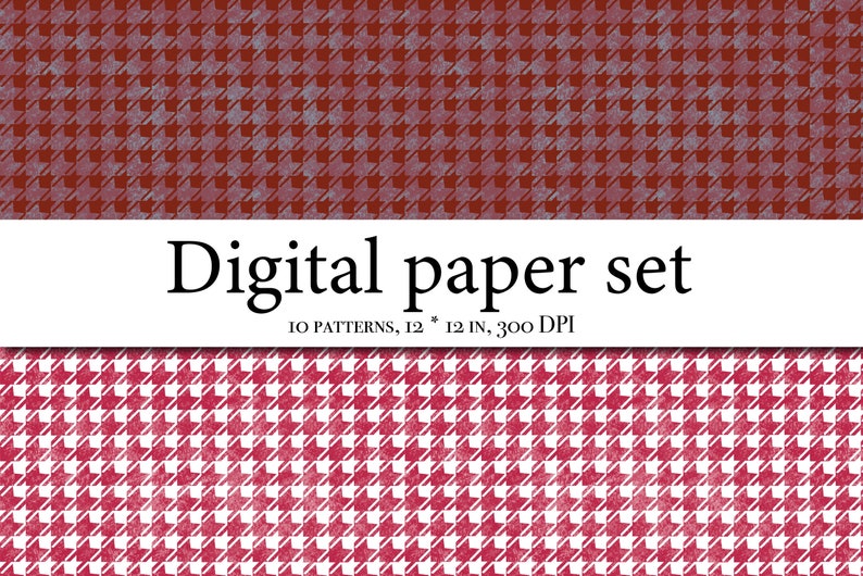 Houndstooth Digital Paper Seamless Patterns Printable Scrapbook Paper ...