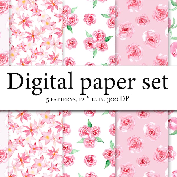Roses Digital Paper - Etsy