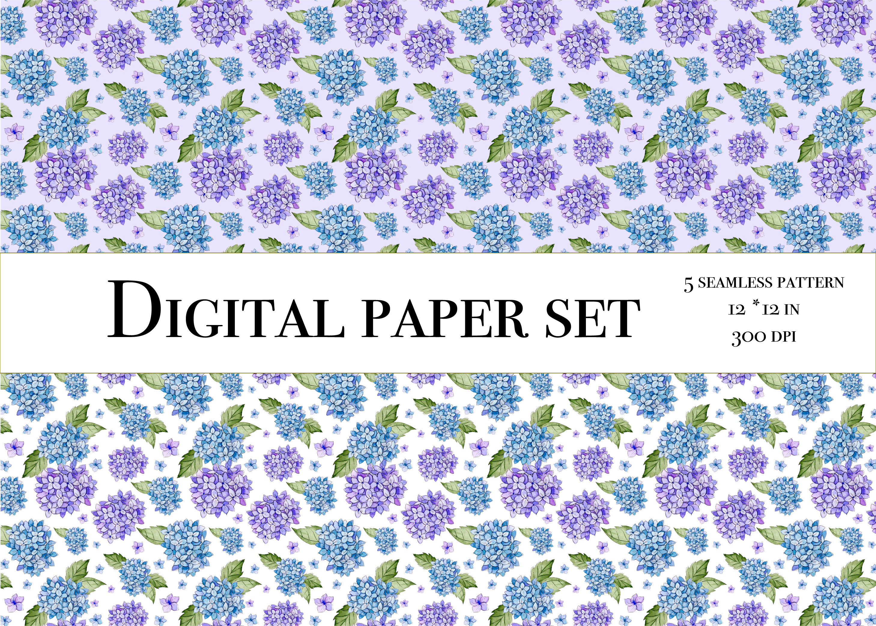 Watercolor Digital Paper Pack, Hydrangea Scrapbook, Hydrangea Seamless ...