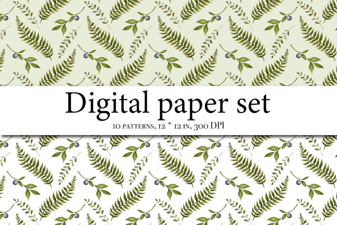 Watercolor Forest Digital Paper Set Forest Landscape Paper - Etsy