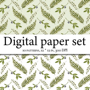 Watercolor Forest Digital Paper Set - Forest Landscape Paper - Seamless ...