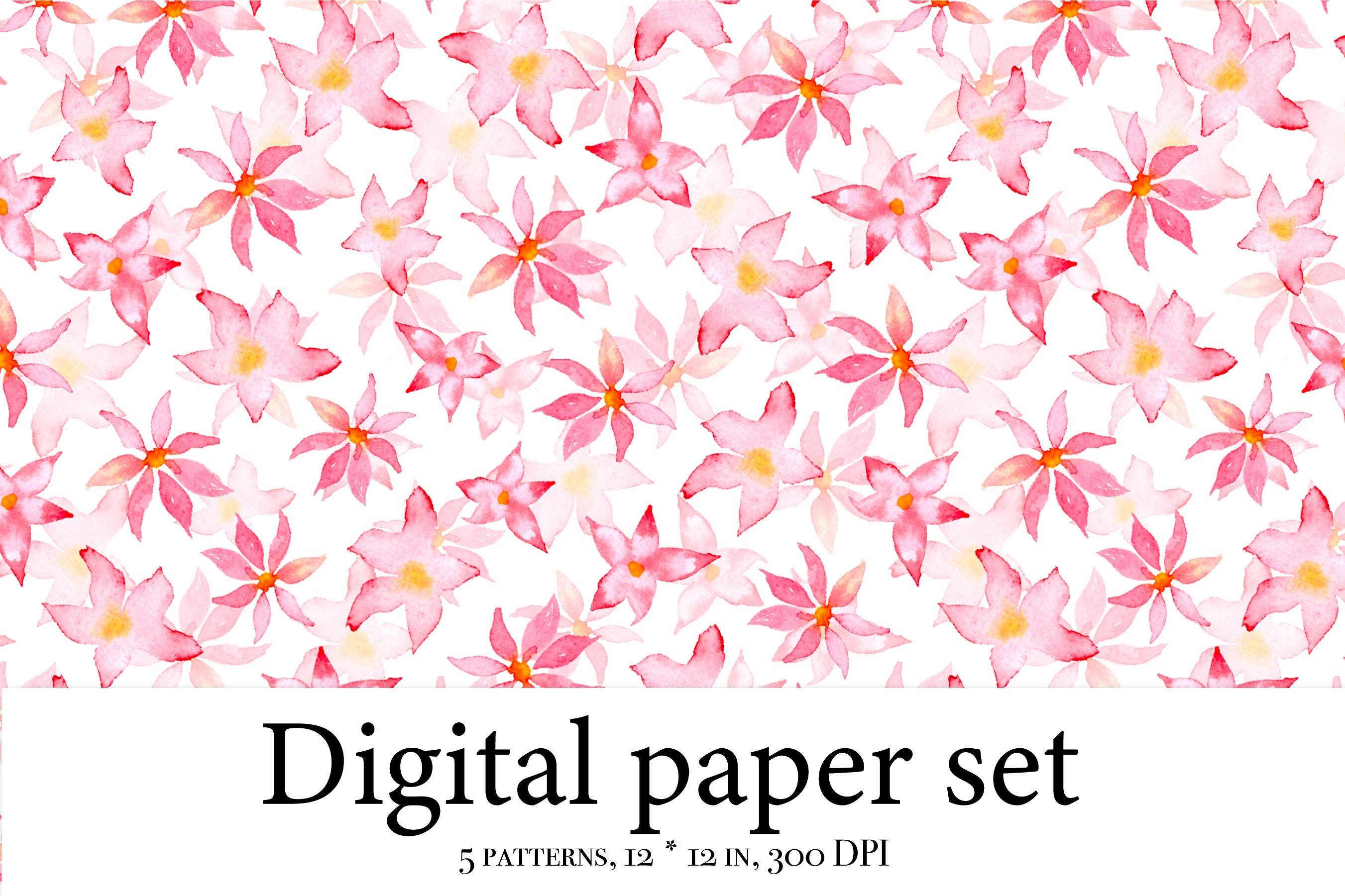 Watercolor Digital Paper Pack Pink Roses Scrapbook Roses - Etsy