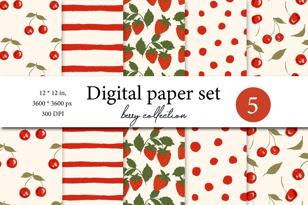 Patterns Clipart With Berry- Assorted Berry - Digital Paper Pack ...