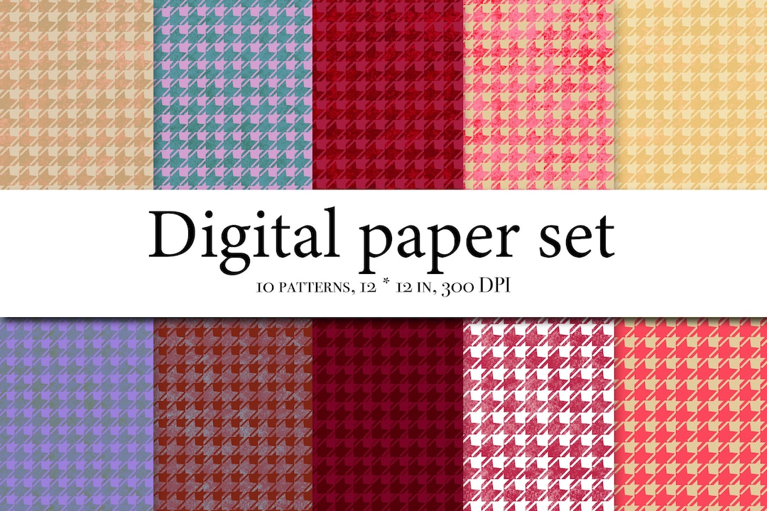 Houndstooth Digital Paper - Seamless Patterns - Printable Scrapbook ...