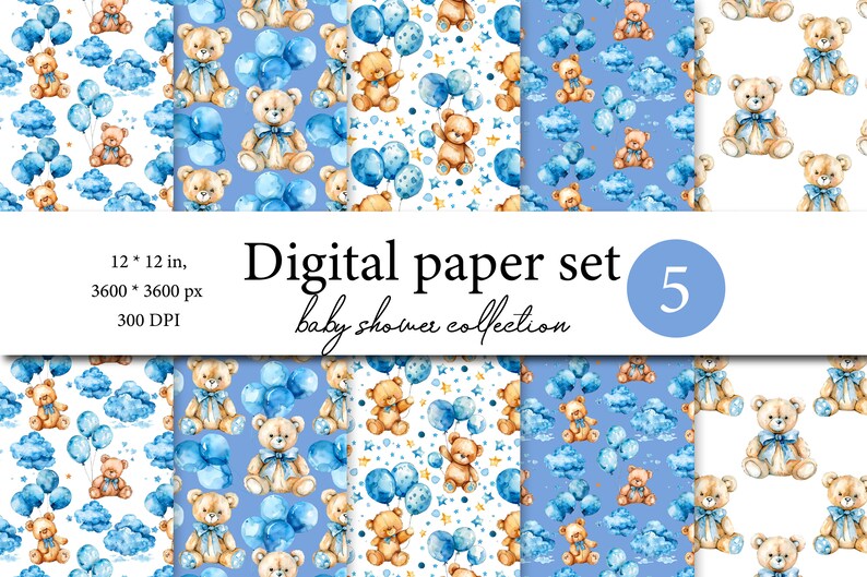 Watercolor Teddy Bear Baby Shower Clipart, Nursery Illustrations ...