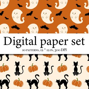 Halloween Digital Paper, Trick or Treat Scrapbook Papers, Boo Wallpaper ...