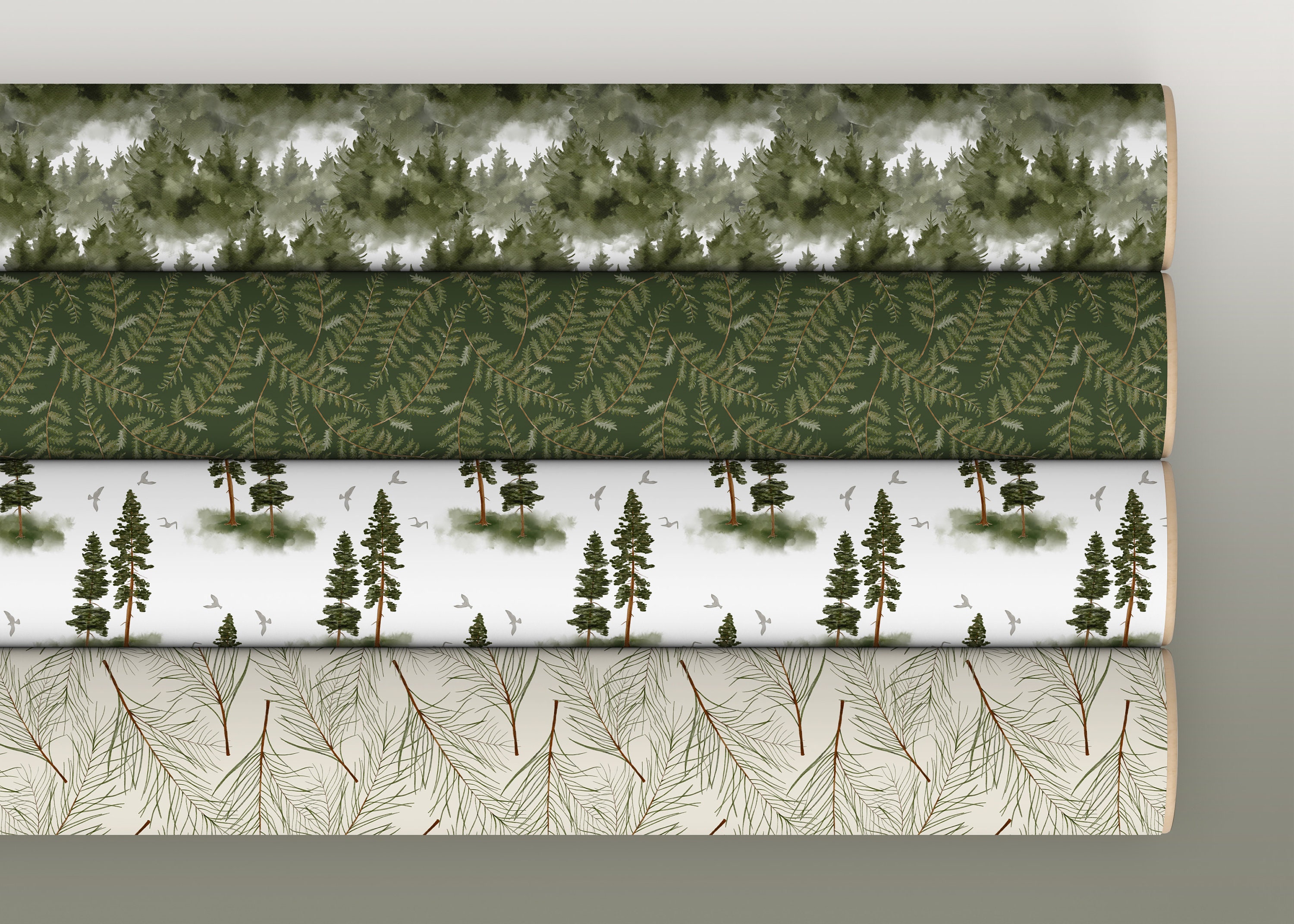 Watercolor Forest Digital Paper Set Forest Landscape Paper Seamless ...