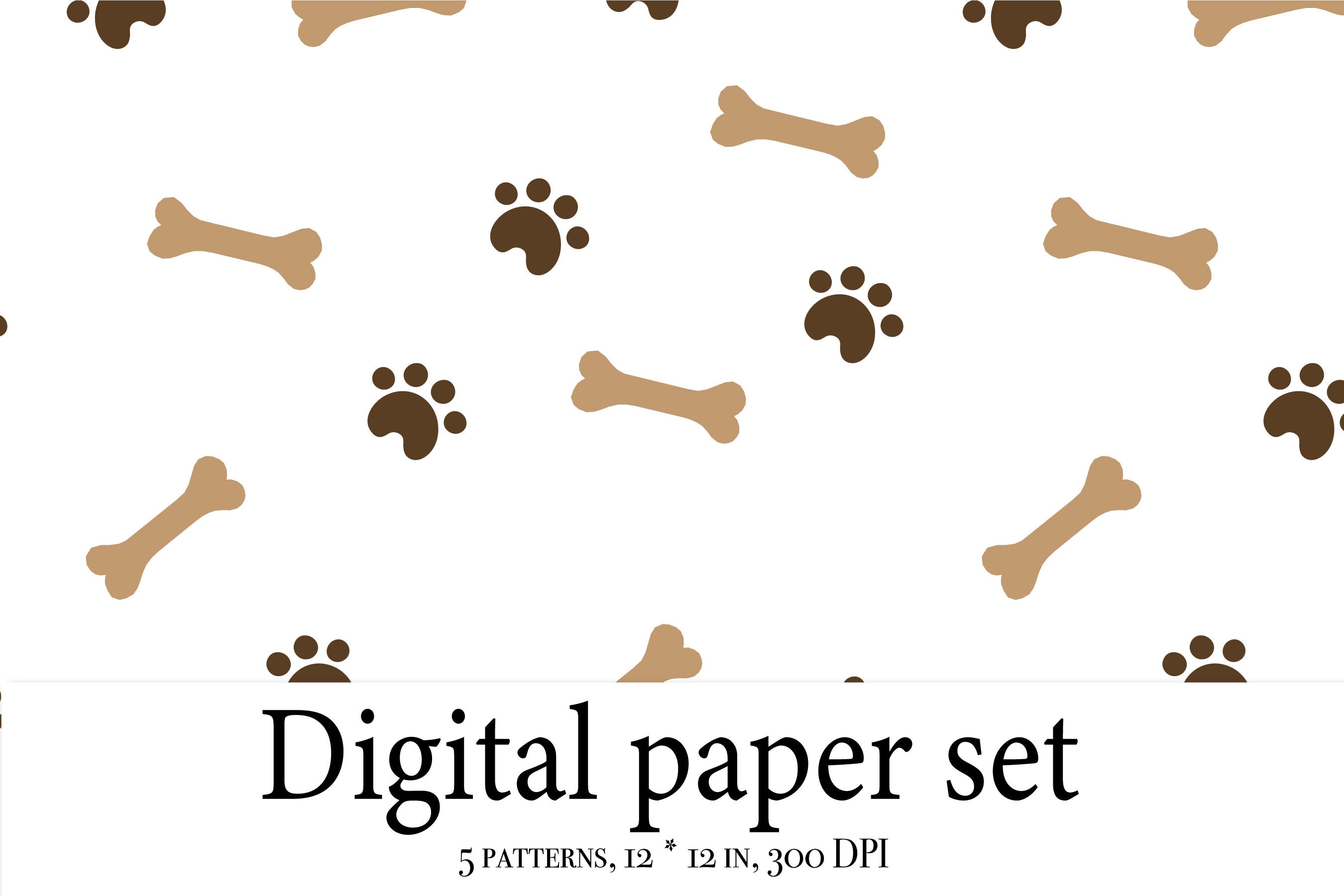 Puppy Dog Printable Papers, Dog Digital Papers, Cute Pug Dog Digital ...
