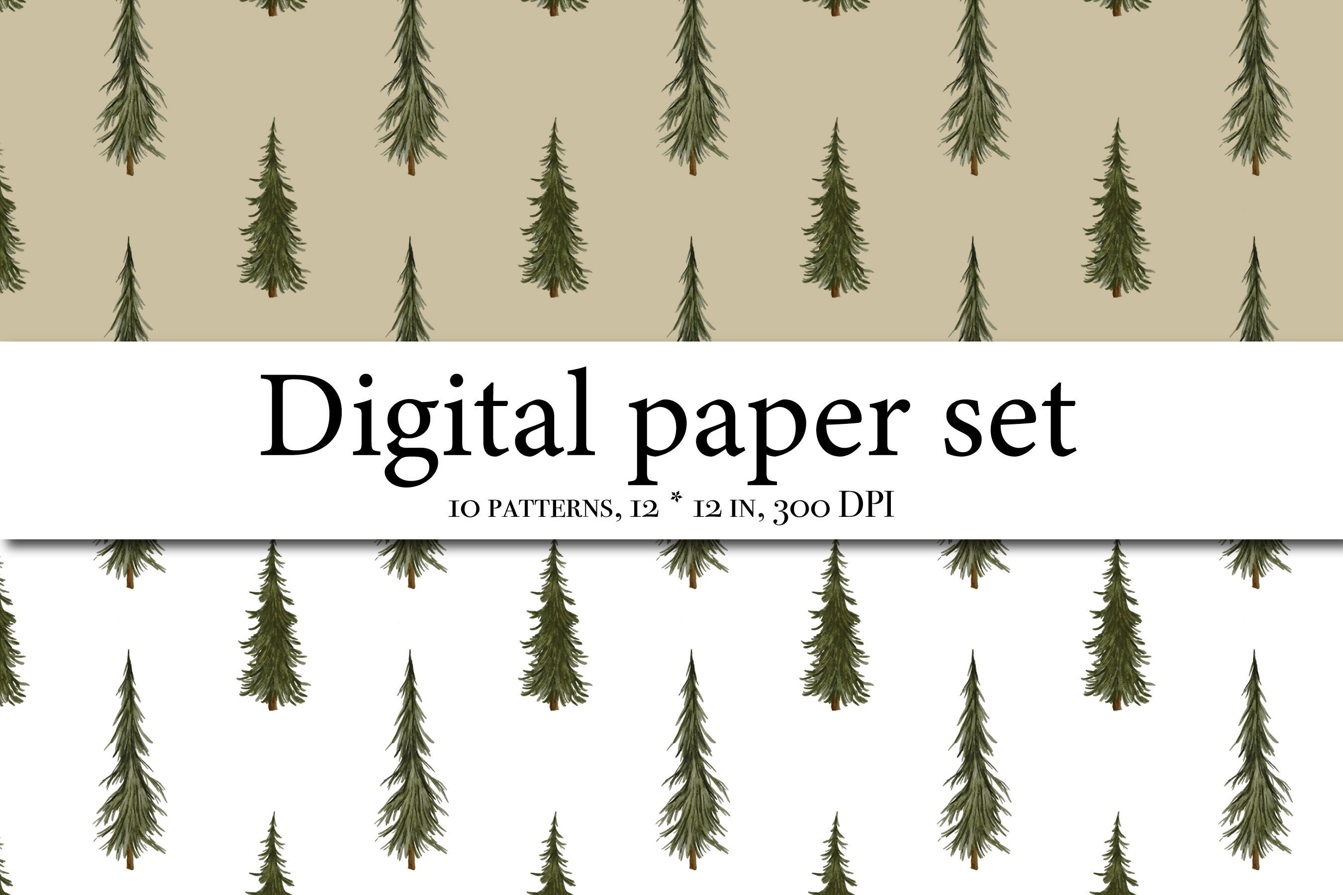 Watercolor Forest Digital Paper Set Forest Landscape Paper - Etsy