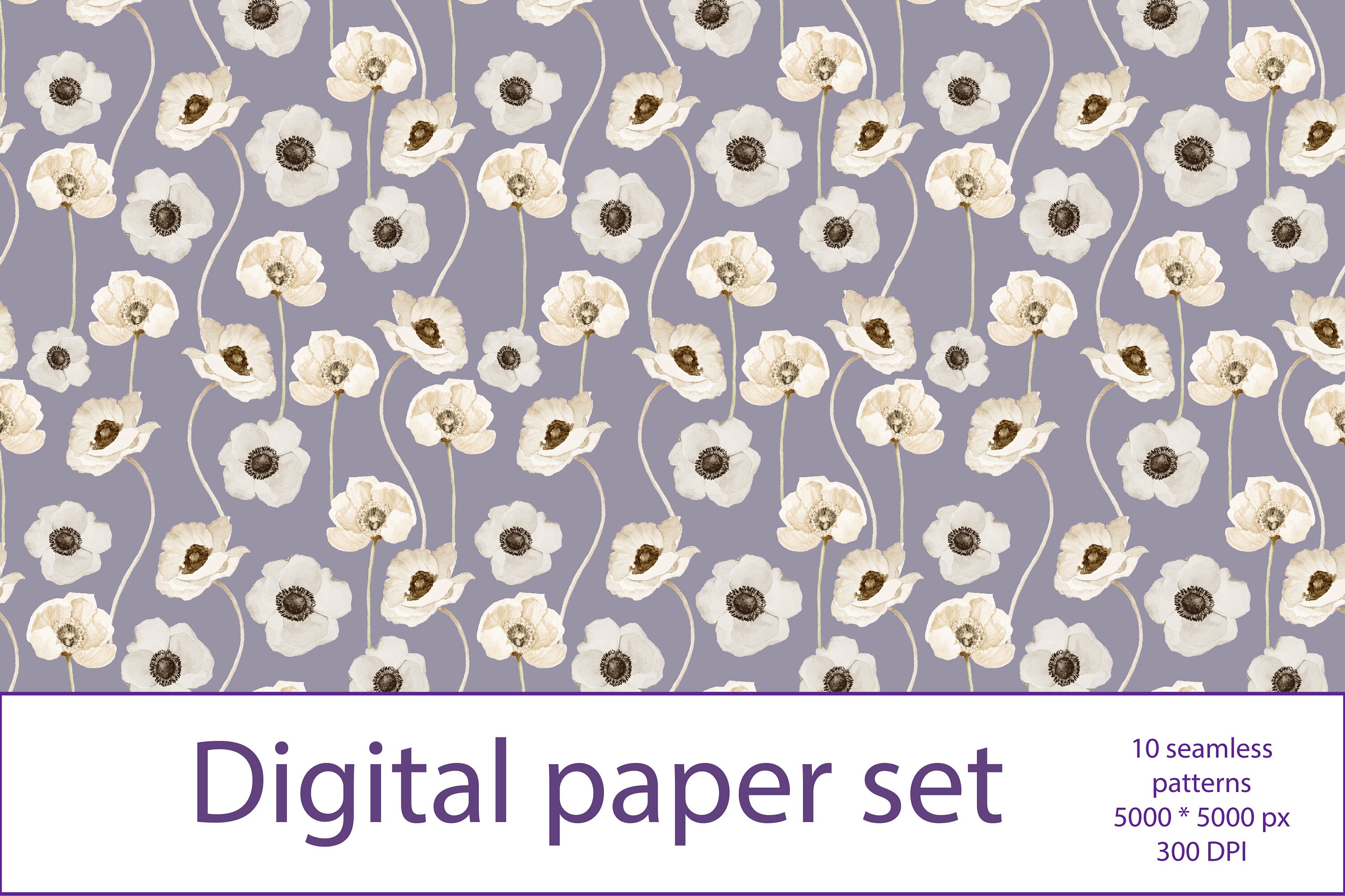 Patterns Clipart With Flowers Digital Paper Set Watercolor Flowers - Etsy