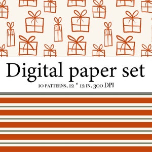 Christmas Digital Paper Set - Christmas Seamless Pattern - Holidays ...
