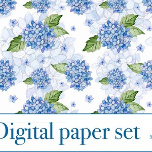 Watercolor Digital Paper Pack, Hydrangea Scrapbook, Hydrangea Seamless ...