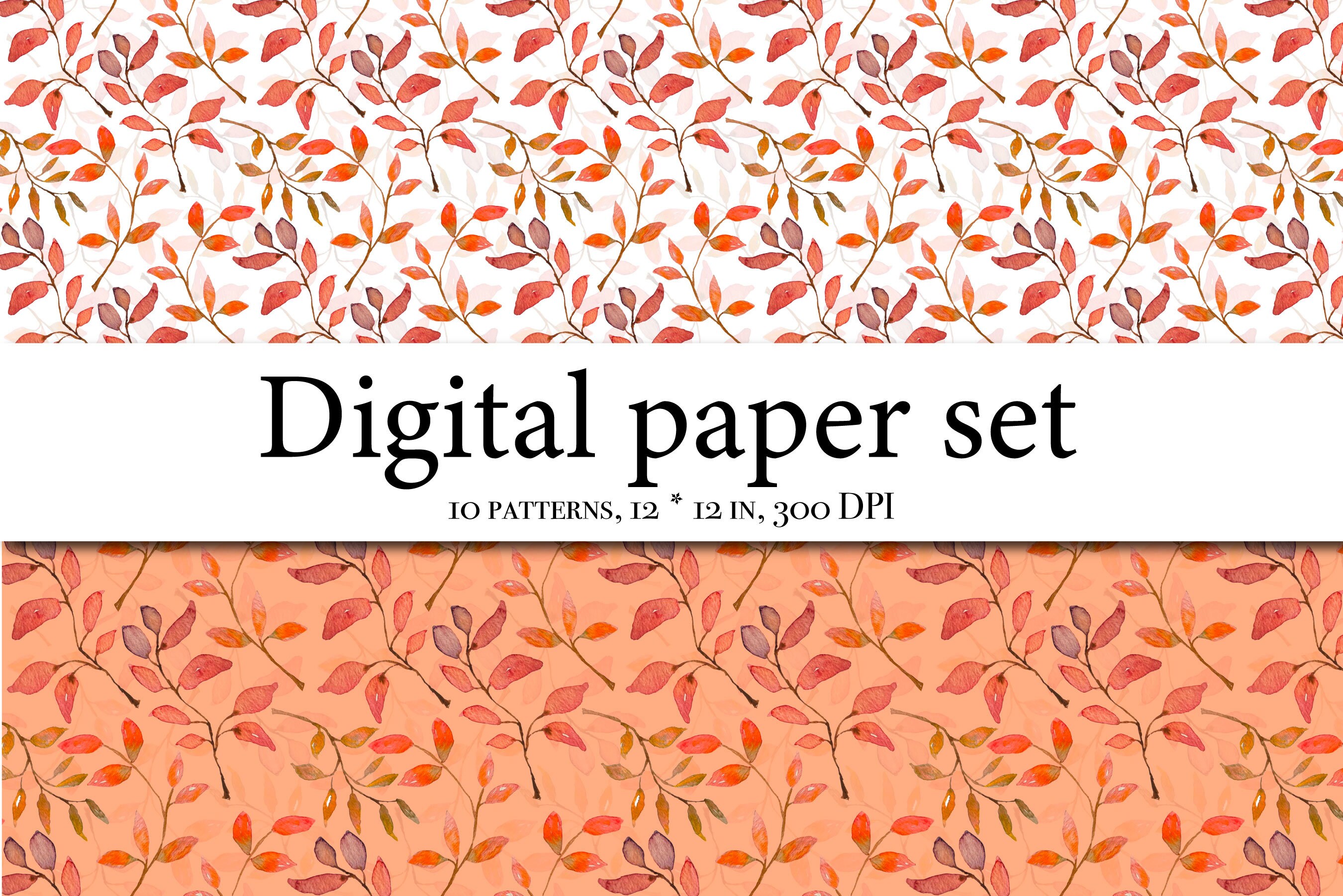 Watercolor Fall Leaves Digital Paper Autumn Pattern Rustic - Etsy