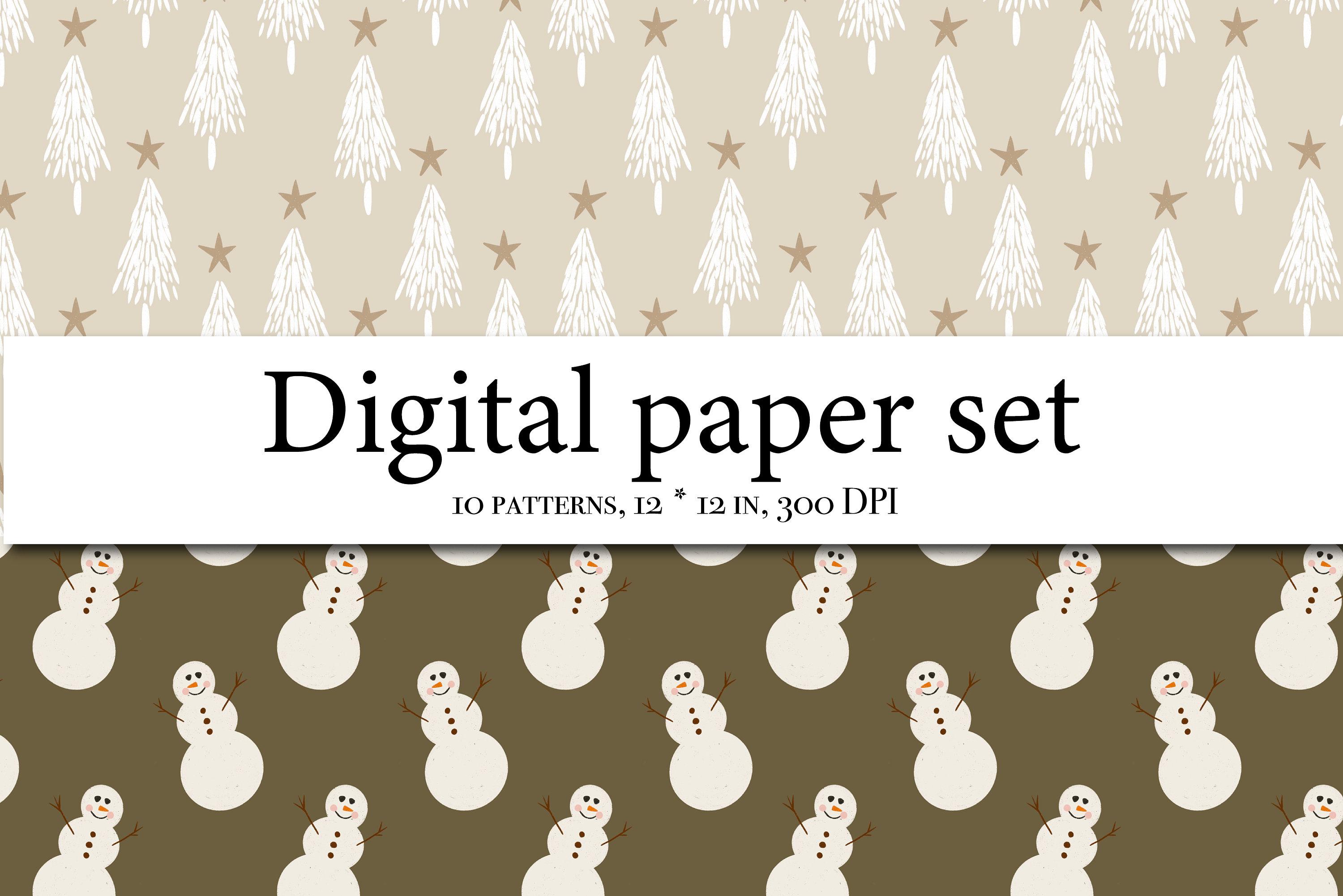 Christmas Digital Paper Set Christmas Seamless Pattern Holidays Digital ...