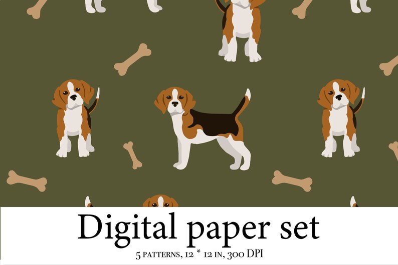 Puppy Dog Printable Papers, Dog Digital Papers, Cute Pug Dog Digital ...