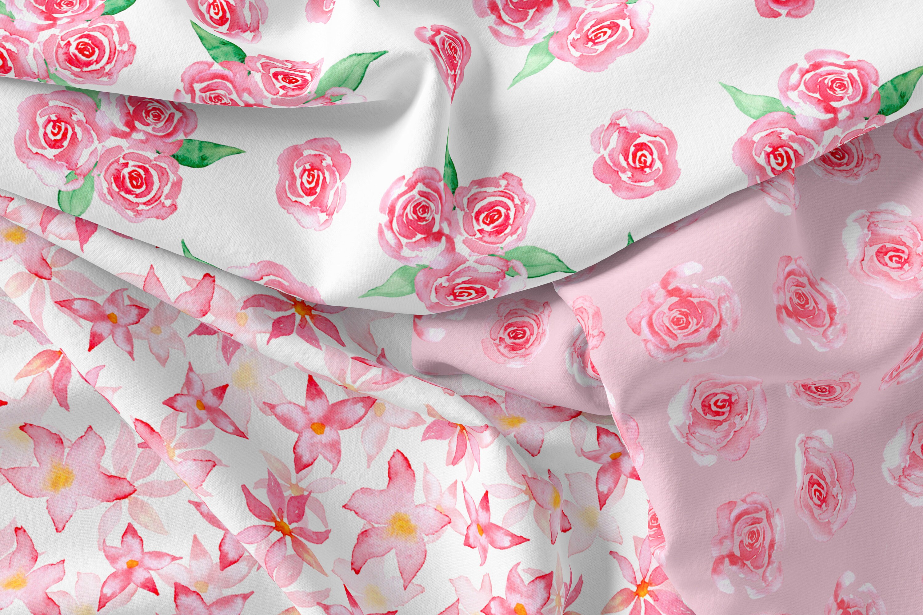 Watercolor Digital Paper Pack Pink Roses Scrapbook Roses - Etsy