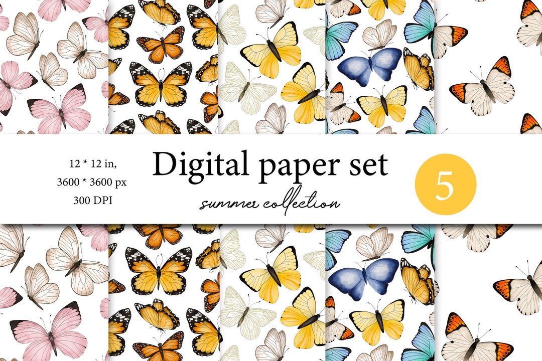 Watercolor Butterfly Seamless Digital Paper, Spring Scrapbook Paper ...