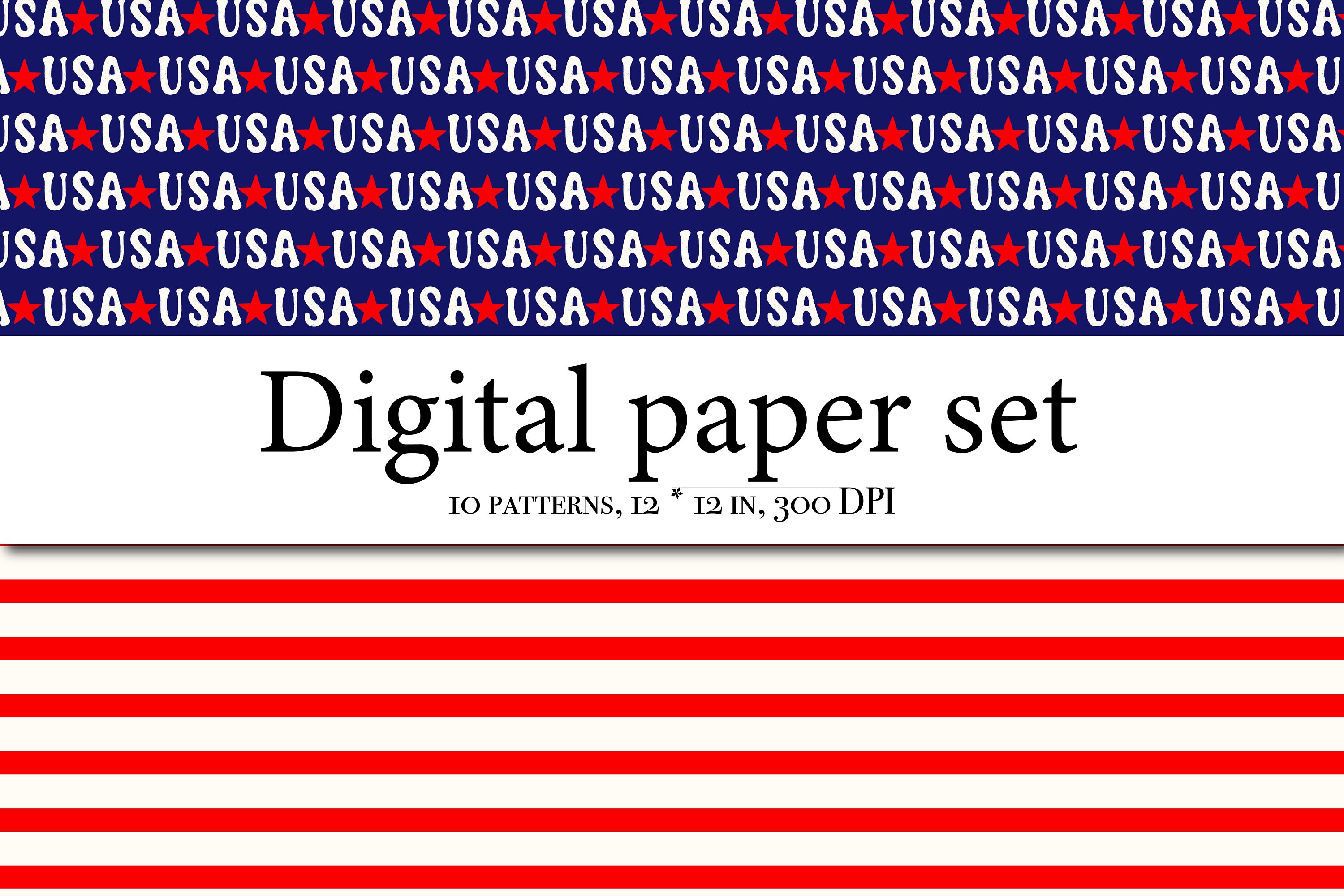 4th of July Digital Paper Pack- Independence Day Patterns- USA Flag ...