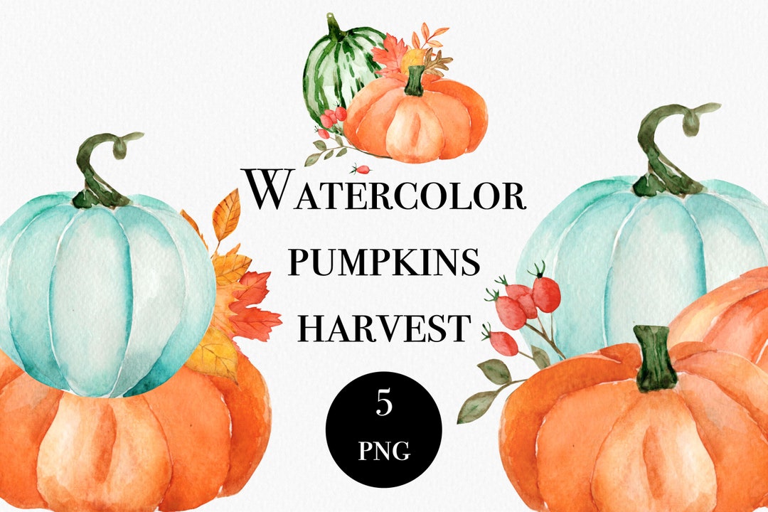 Watercolor Pumpkin Clipart - Autumn Pumpkin Png - Fall Pumpkin Png ...