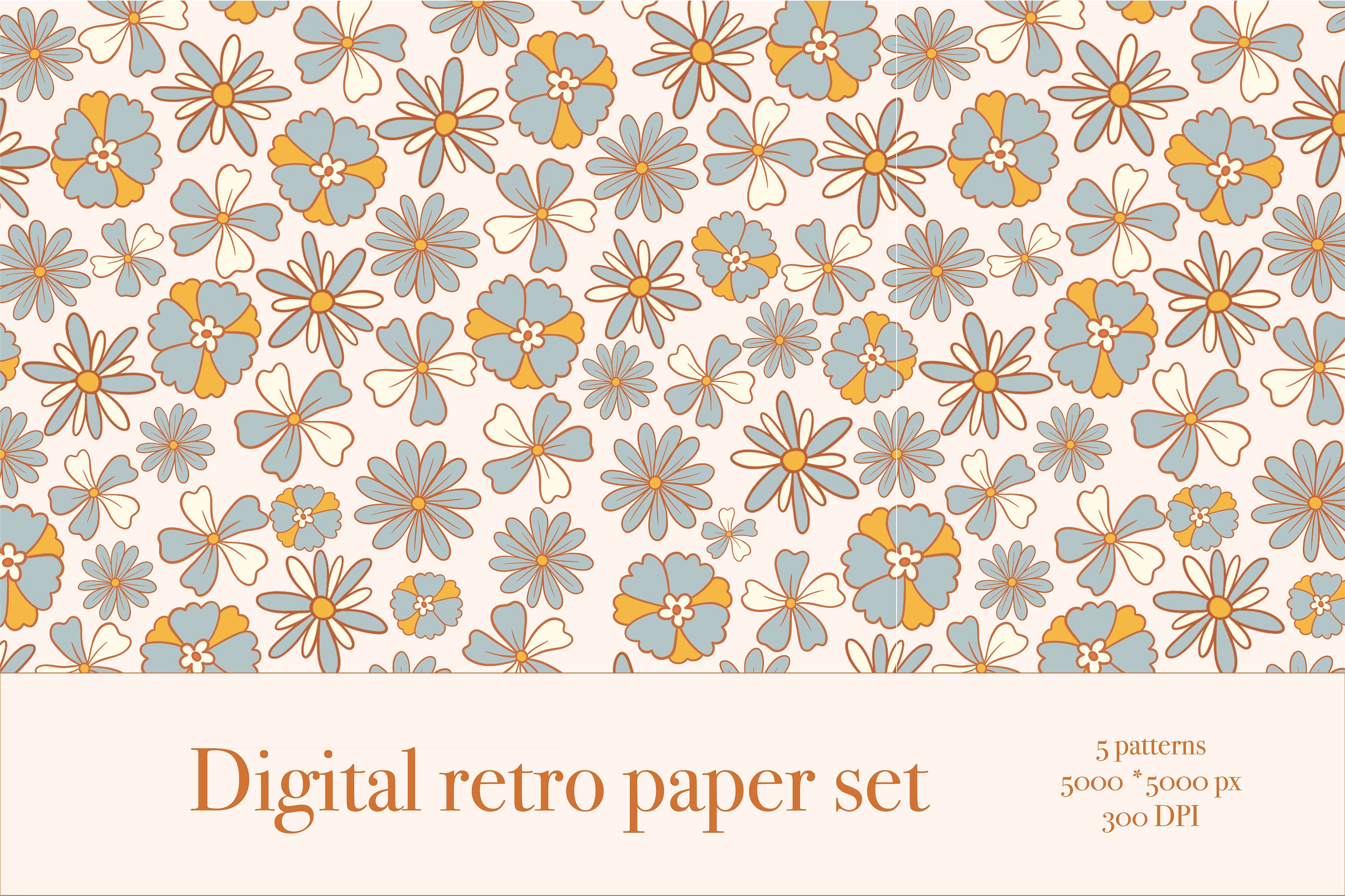 Retro 70s 60s Floral Hippie Summer Groovy Flower Power Flower Child ...