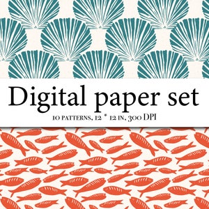 Sea Digital Paper-underwater Ocean - Crab Digital Paper - Lighthouse ...