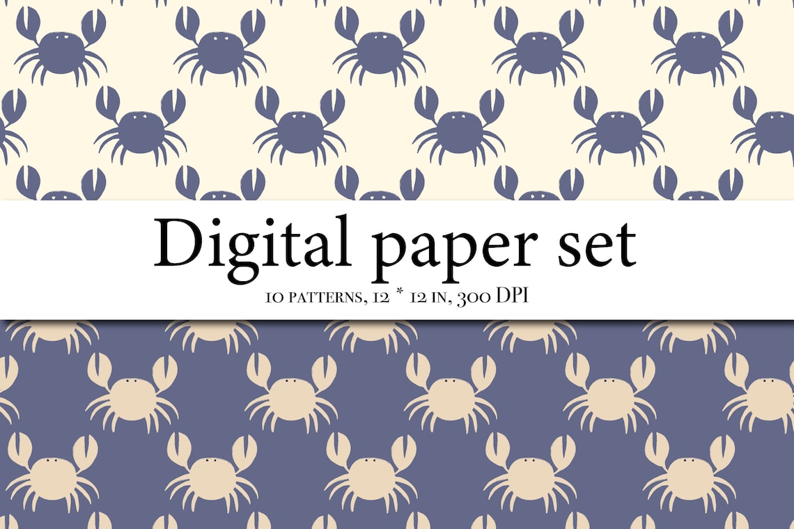 Sea Digital Paper-underwater Ocean - Crab Digital Paper - Lighthouse ...