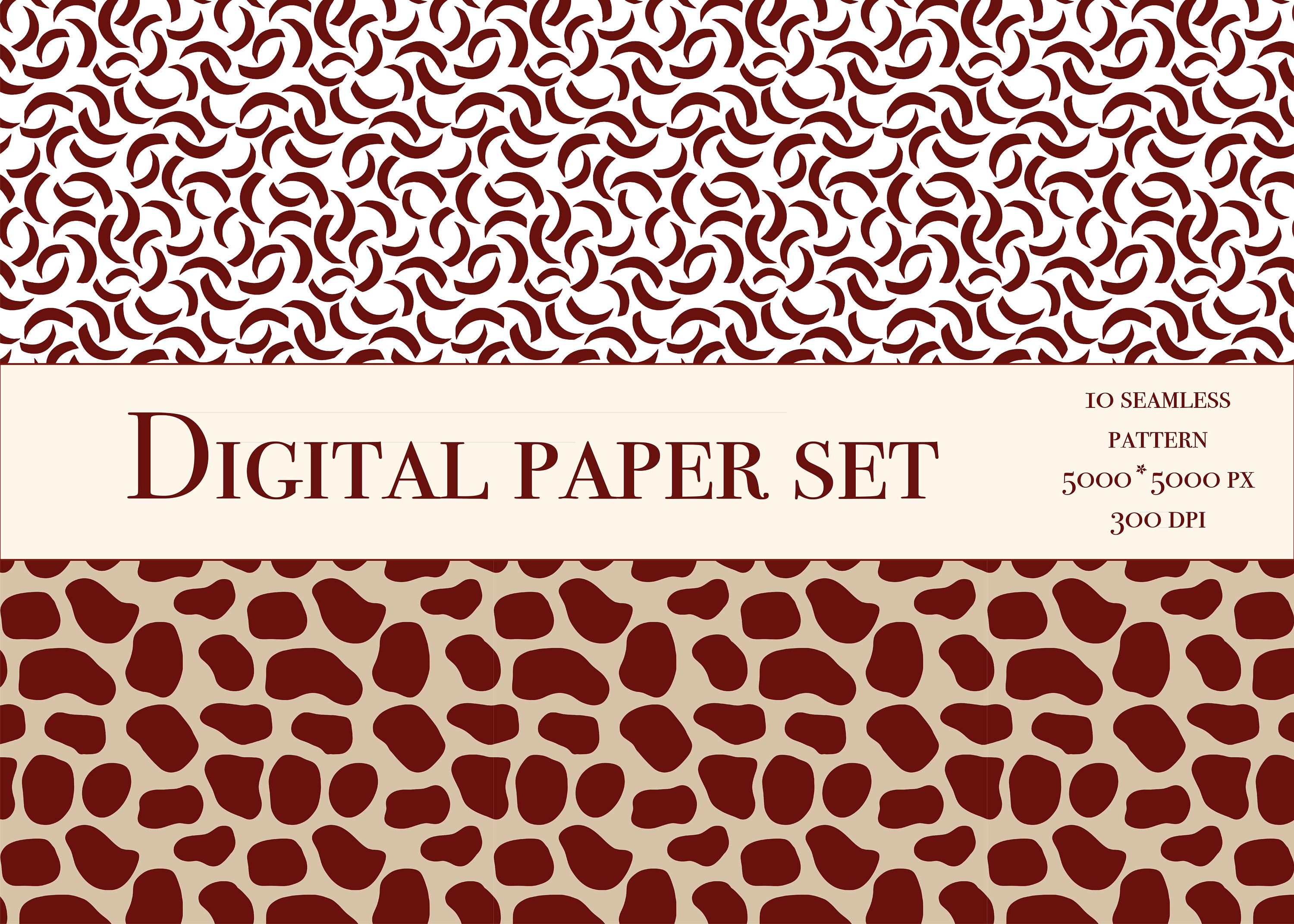 Boho Abstract Digital Paper -modern Brush Strokes Paper Pack - Trendy ...