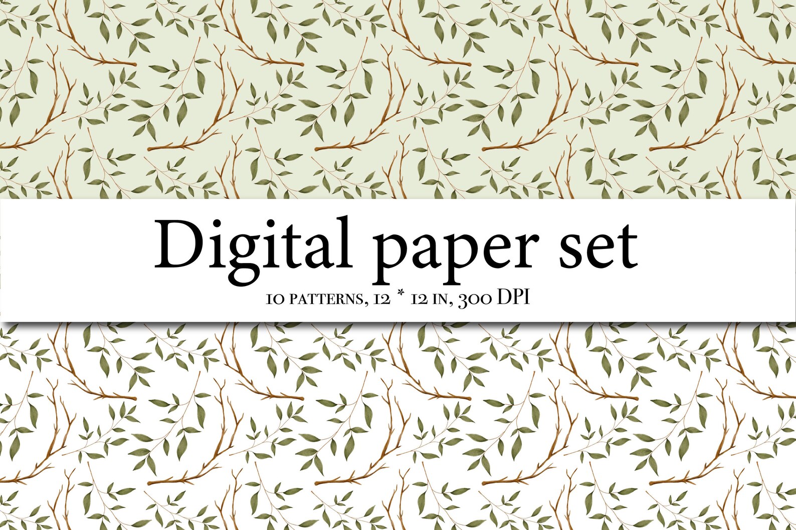 Watercolor Forest Digital Paper Set Forest Landscape Paper Seamless ...