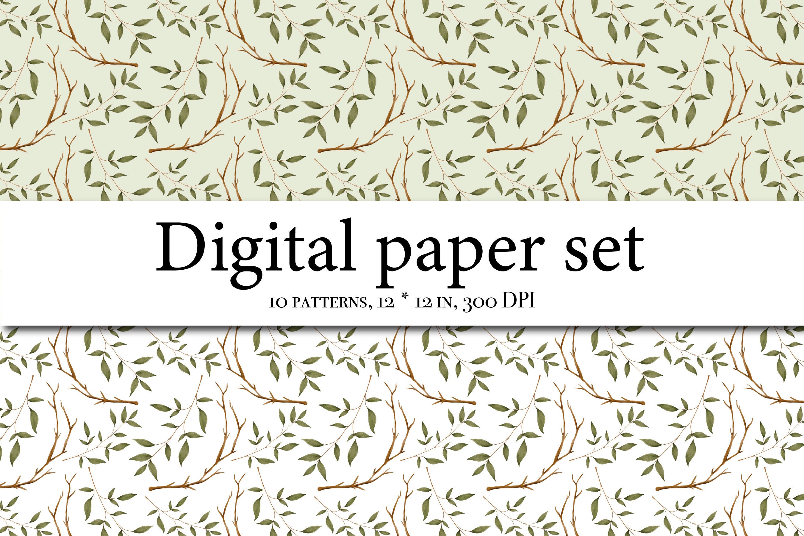 Watercolor Forest Digital Paper Set Forest Landscape Paper Seamless ...