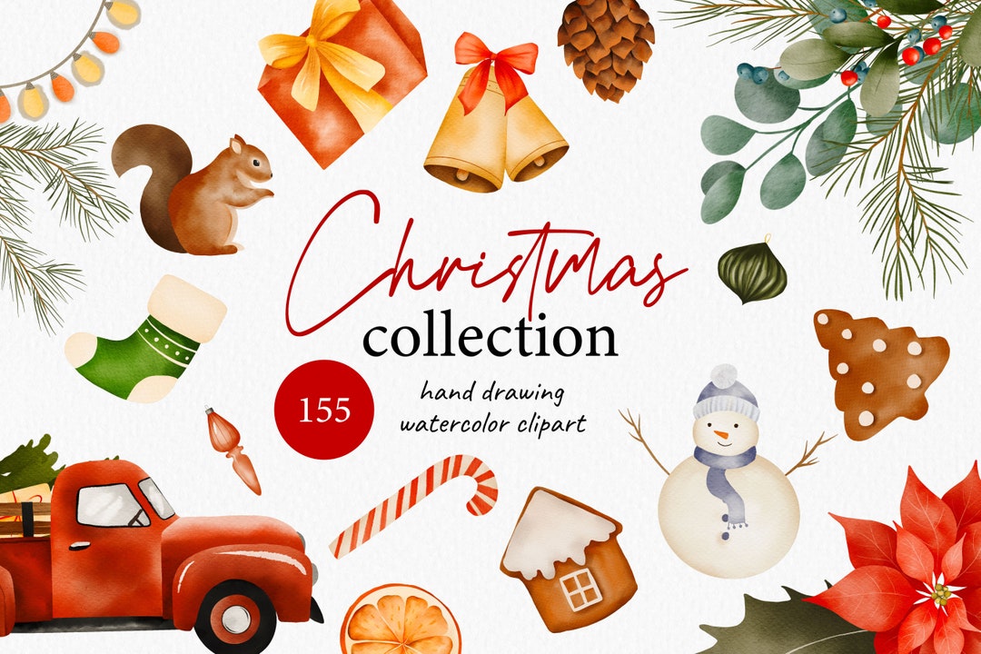 Watercolor Holly Christmas Clipart - Winter Decor Cozy - Clipart ...