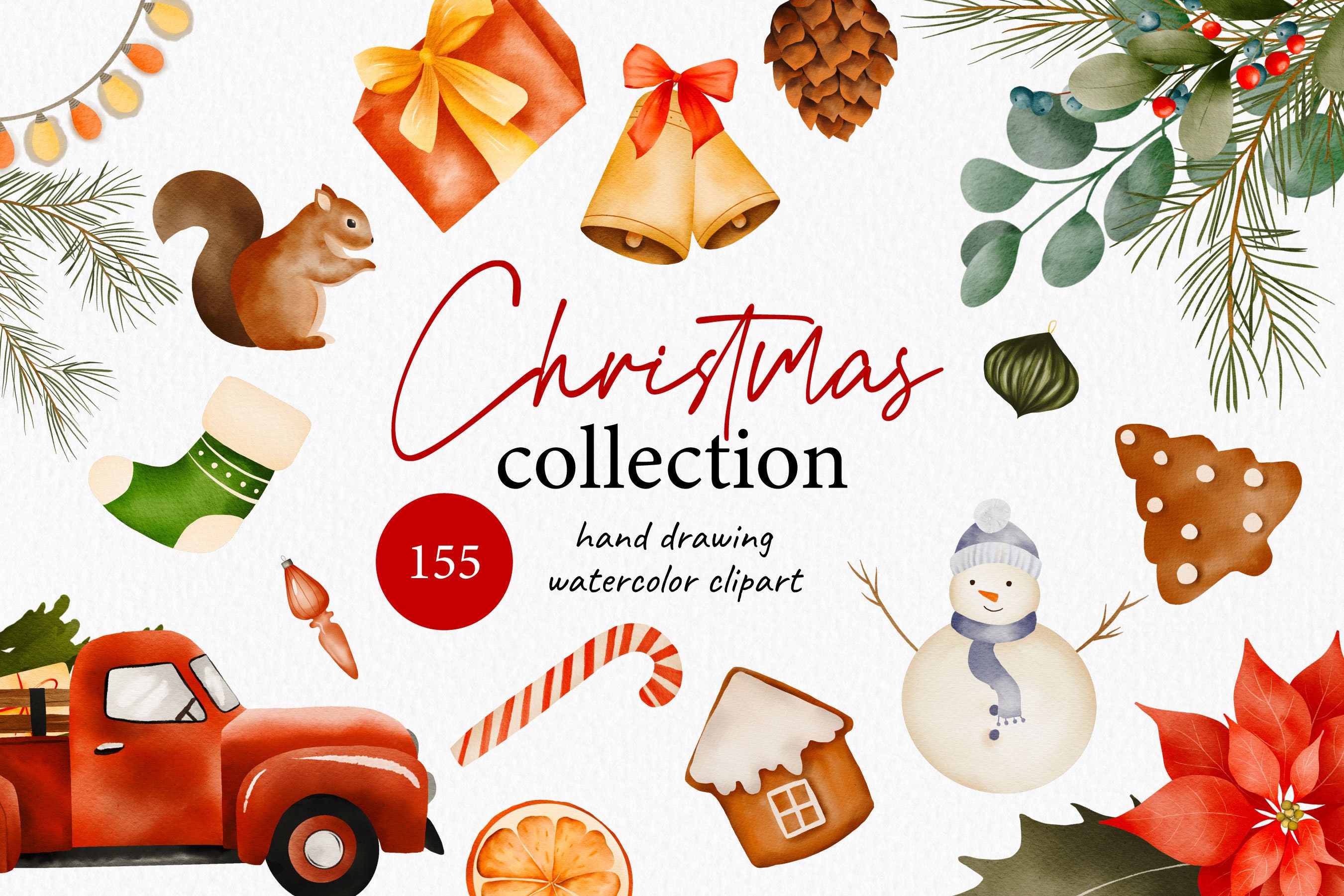 Watercolor Holly Christmas Clipart Winter Decor Cozy Clipart Christmas ...