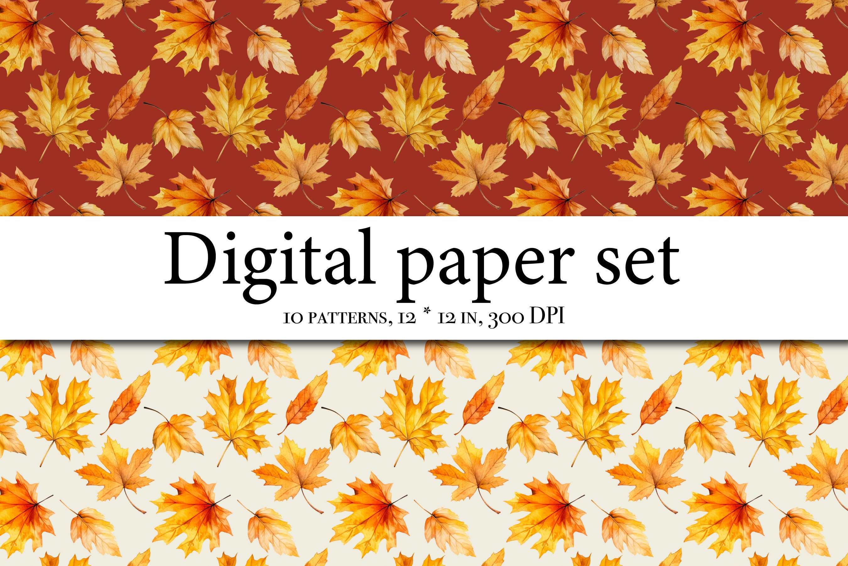 Watercolor Fall Leaves Digital Paper Autumn Pattern Rustic - Etsy