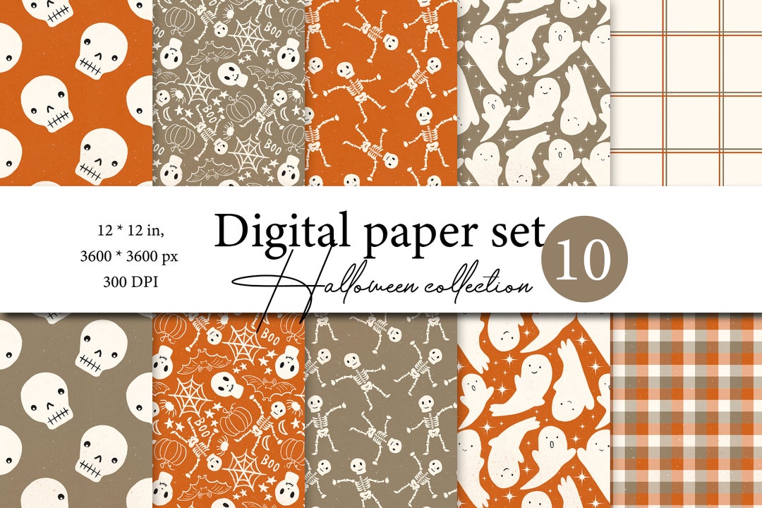 Halloween Digital Paper, Trick or Treat Scrapbook Papers, Boo Wallpaper ...