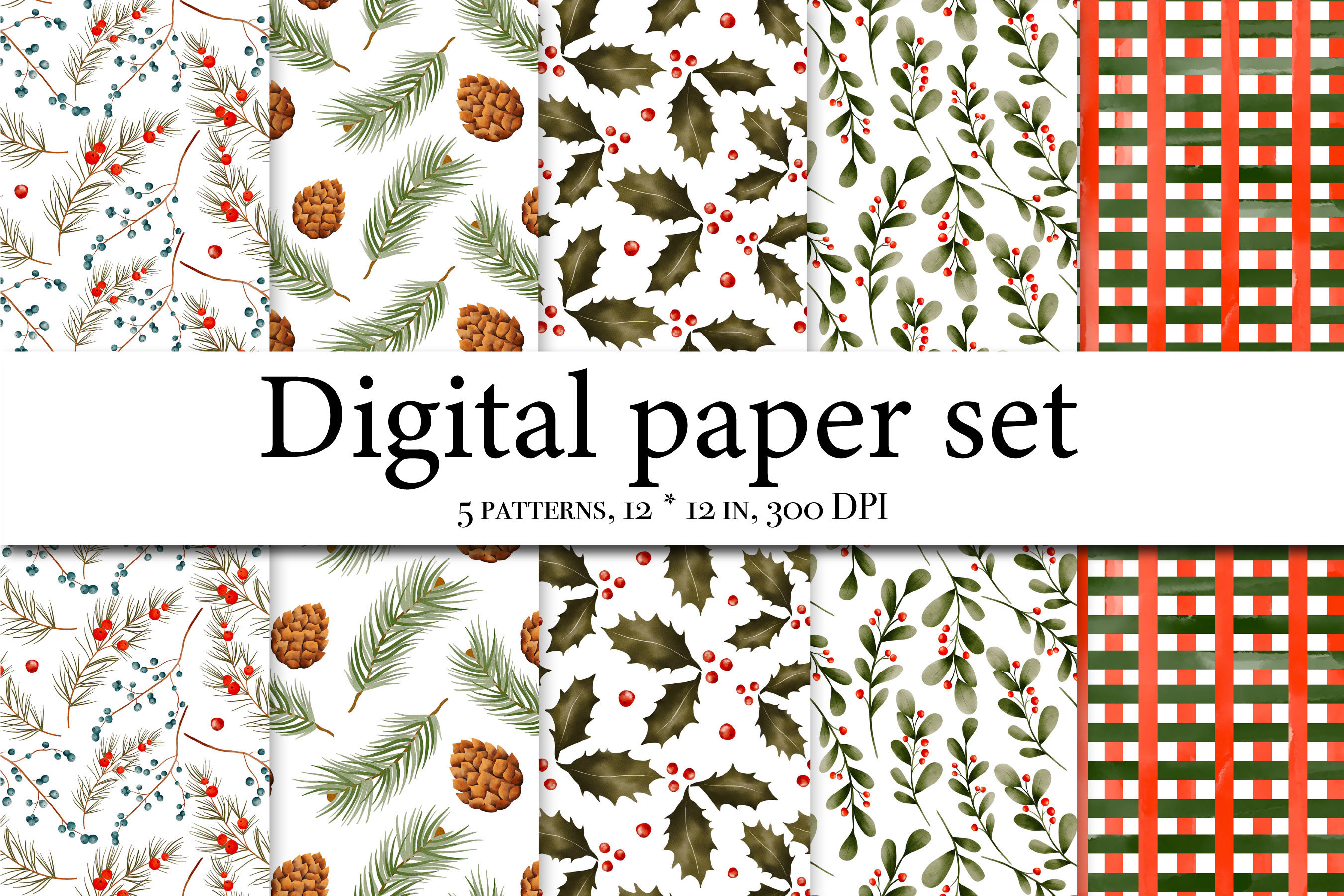 Watercolor Holly Christmas Clipart Winter Decor Cozy Clipart Christmas ...