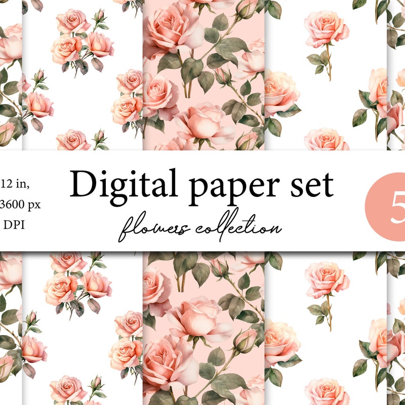 Roses Digital Paper - Etsy