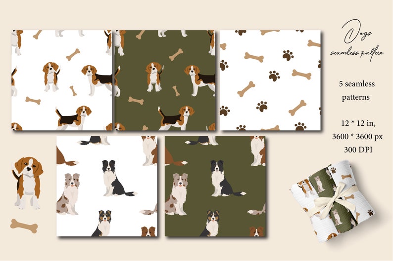 Puppy Dog Printable Papers, Dog Digital Papers, Cute Pug Dog Digital ...