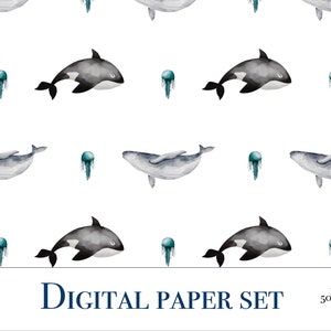 Sea Digital Paper-underwater Ocean - Boat Watercolors - Lighthouse ...