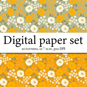 Pattern Clipart With Flowers Digital Paper- Flowers Seamless Pattern ...