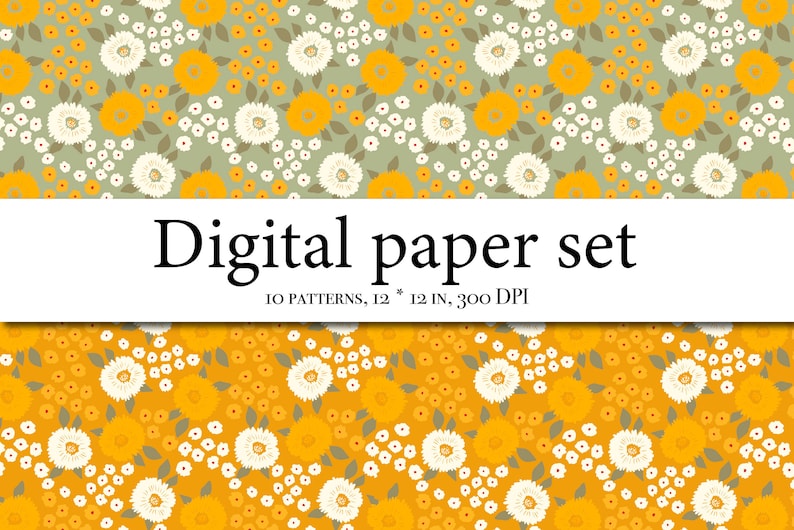 Pattern Clipart With Flowers Digital Paper- Flowers Seamless Pattern ...