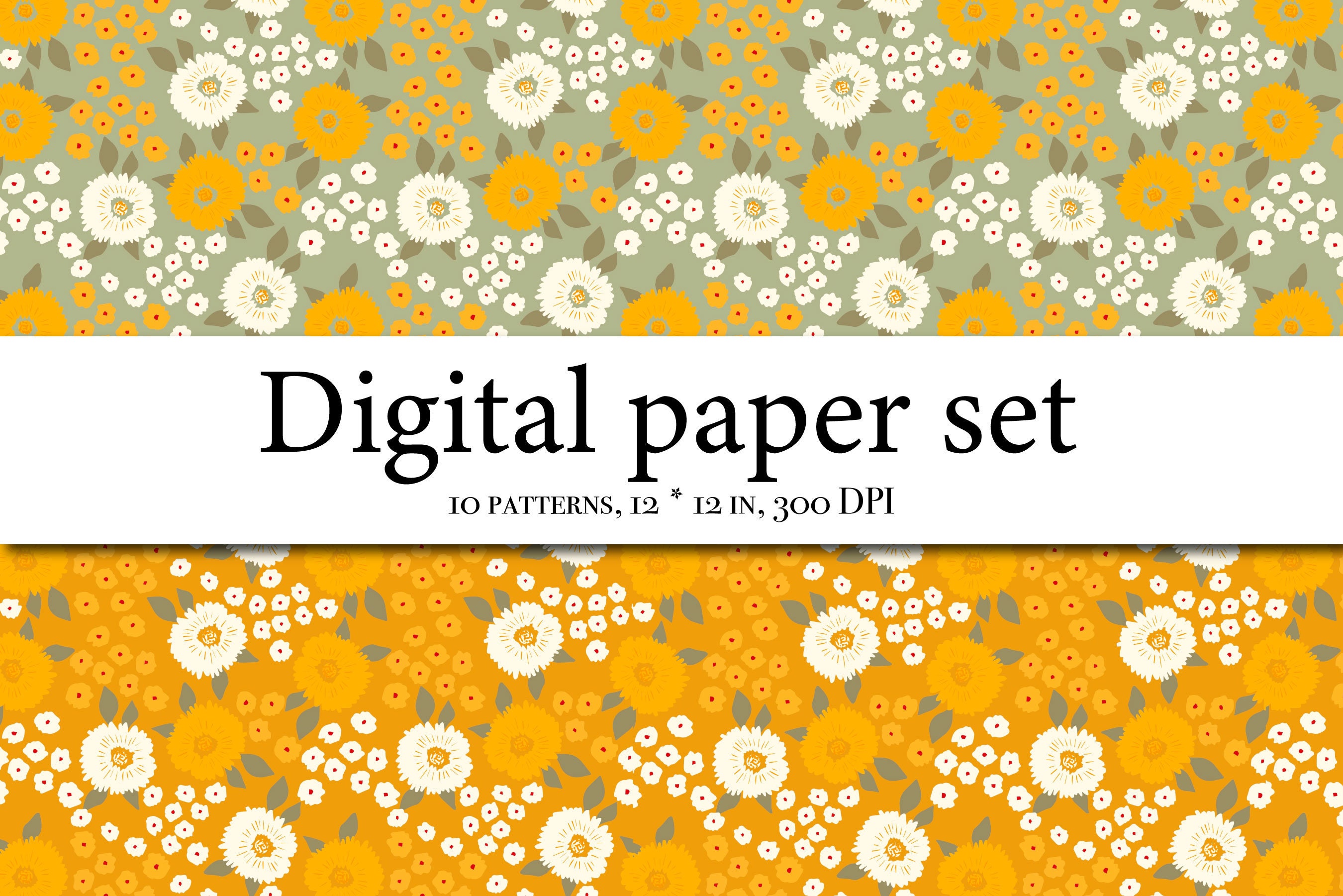 Pattern Clipart With Flowers Digital Paper Flowers Seamless Pattern ...