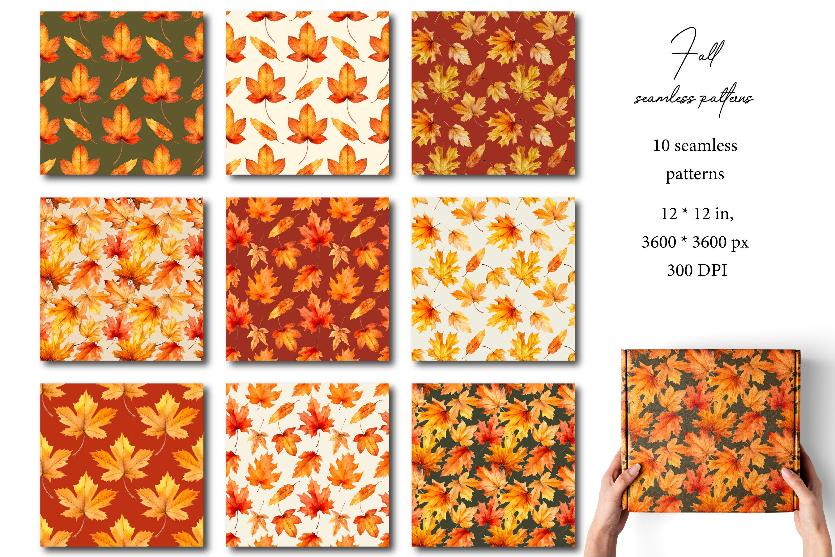 Watercolor Fall Leaves Digital Paper Autumn Pattern Rustic - Etsy