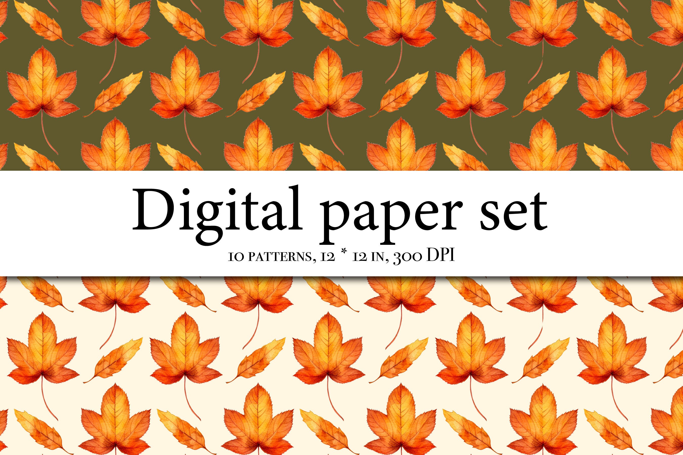 Watercolor Fall Leaves Digital Paper Autumn Pattern Rustic - Etsy