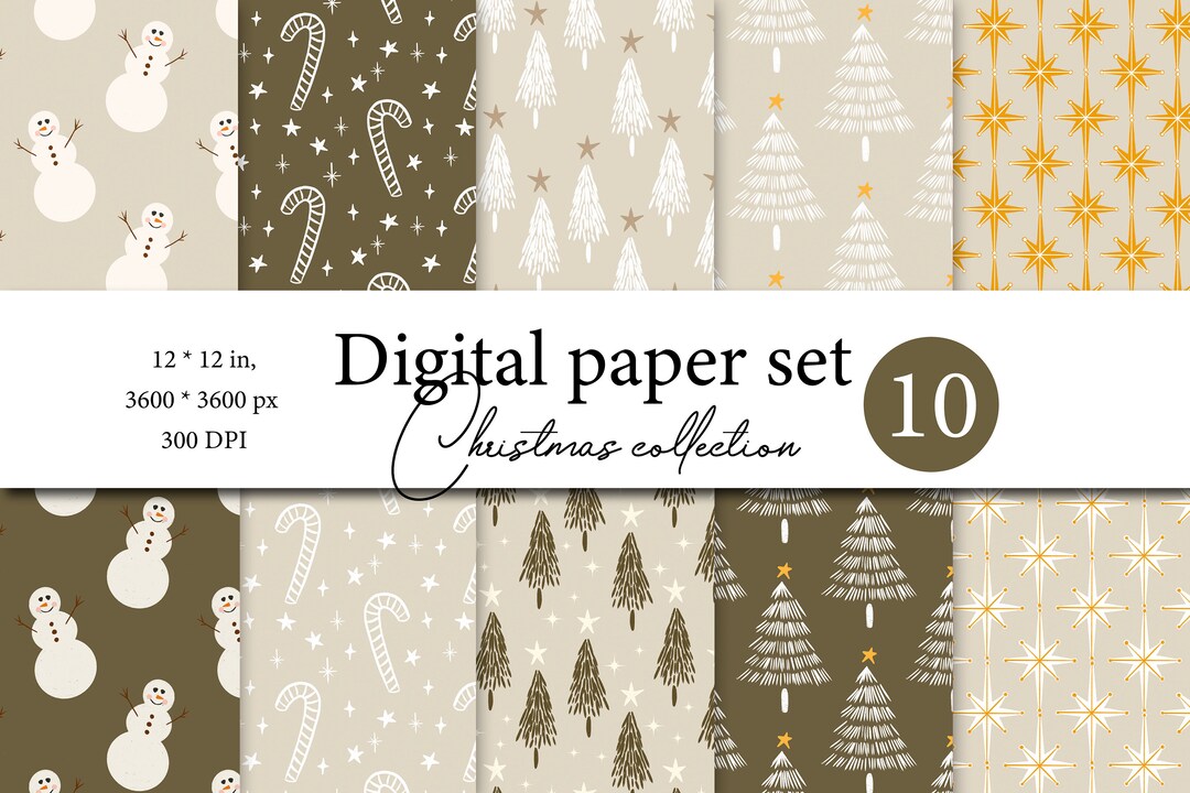 Christmas Digital Paper Set - Christmas Seamless Pattern - Holidays ...