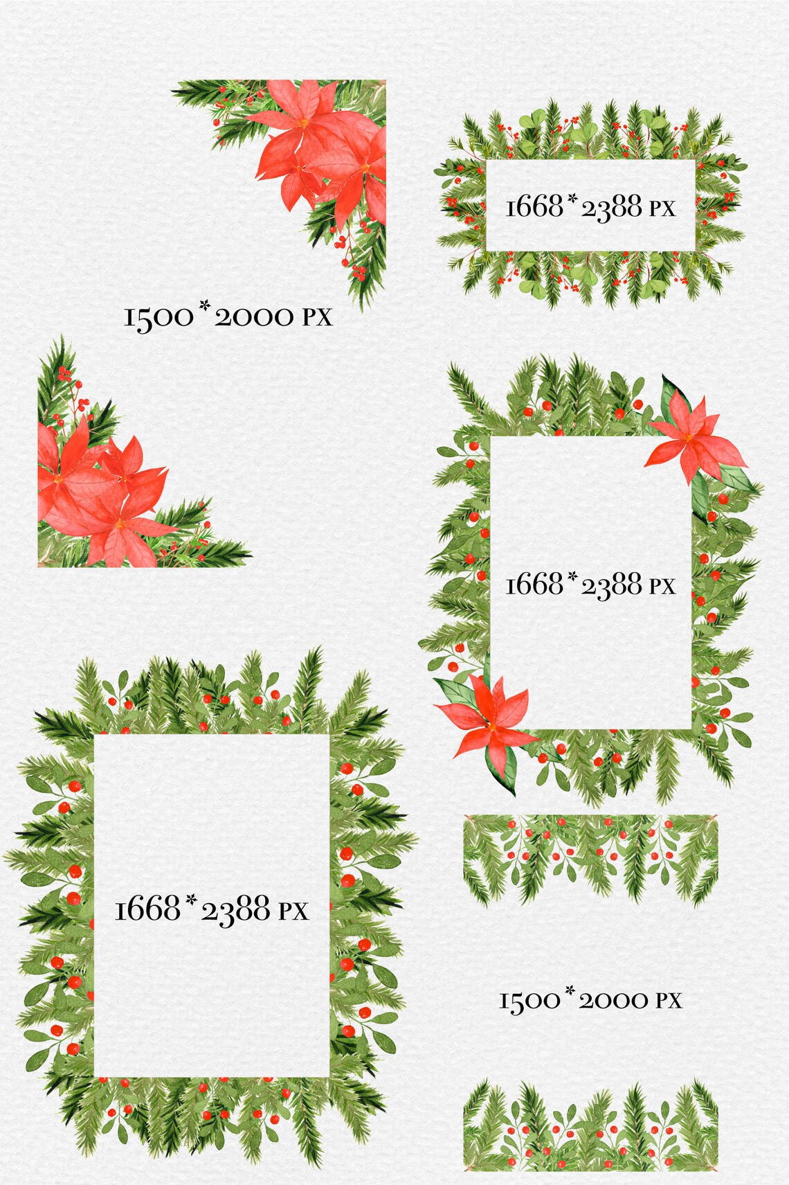 Watercolor Christmas Clipart Christmas Frame Clip Art Greeting Cards ...