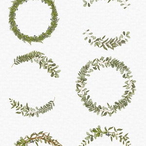 Watercolor Greenery Floral Wreaths Set - Digital Clipart - Individual ...
