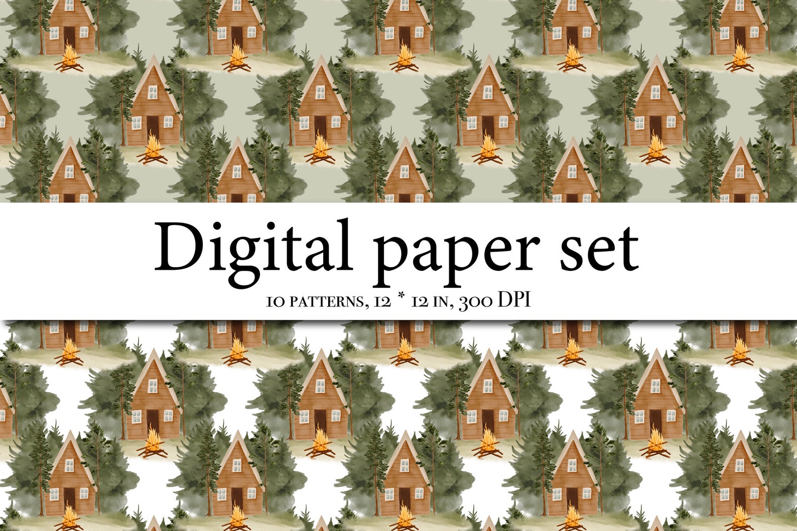 Watercolor Forest Digital Paper Set Forest Landscape Paper - Etsy