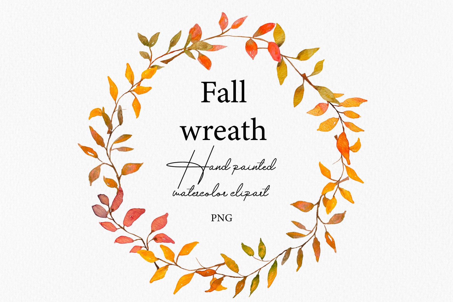 Fall Leaves Clipart Watercolor Fall Wreath Clip Art Autumn Leaves ...