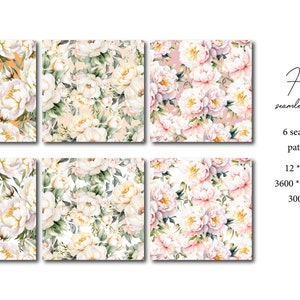 Watercolor Digital Paper Pack, Peonies Scrapbook, Peonies Seamless ...