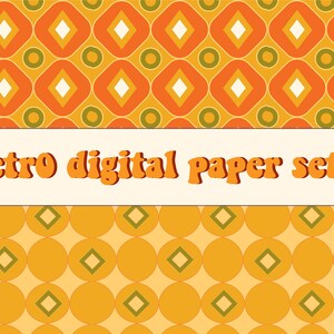 Pattern Clipart With Retro Digital Paper - 70s Retro Background Digital ...