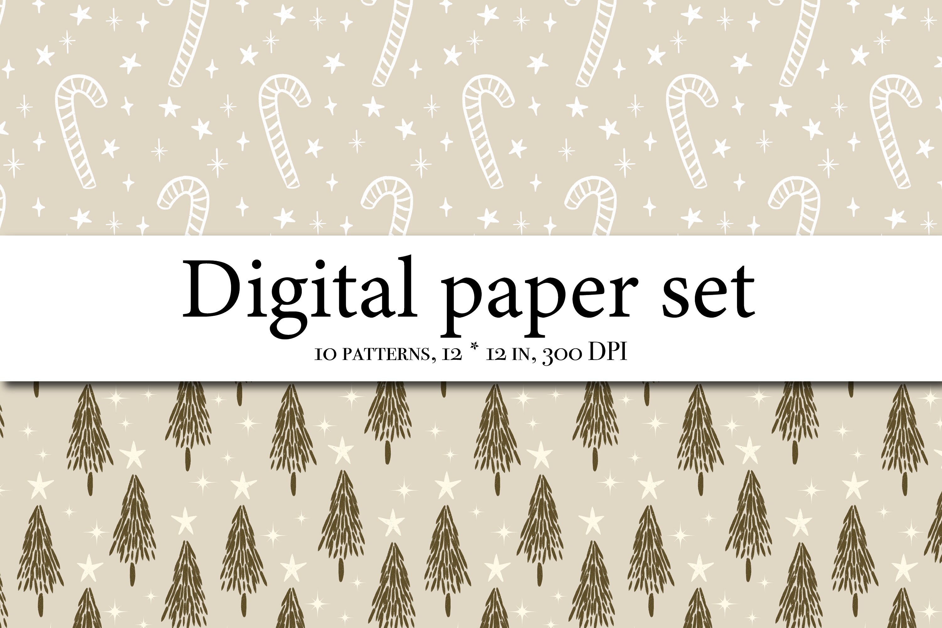 Christmas Digital Paper Set - Christmas Seamless Pattern - Holidays ...